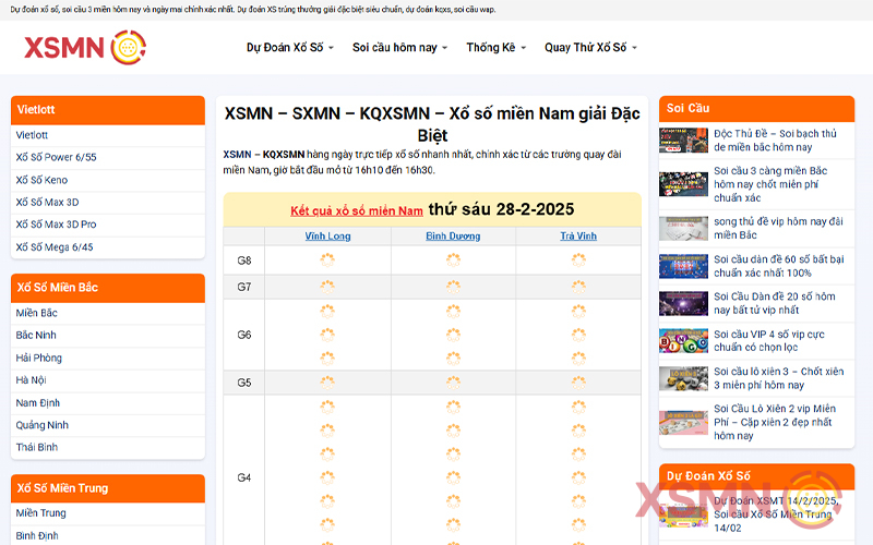 XSMN - SXMN - KQXSMN - Xổ số miền Nam giải Đặc Biệt